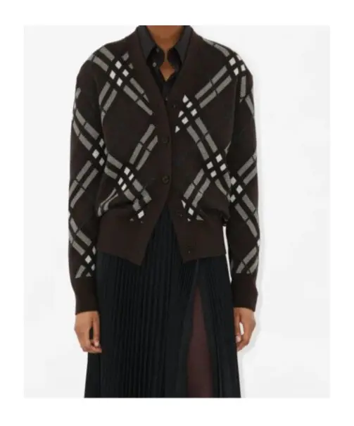 Burberry Checked V-neck Buttoned Cardigan