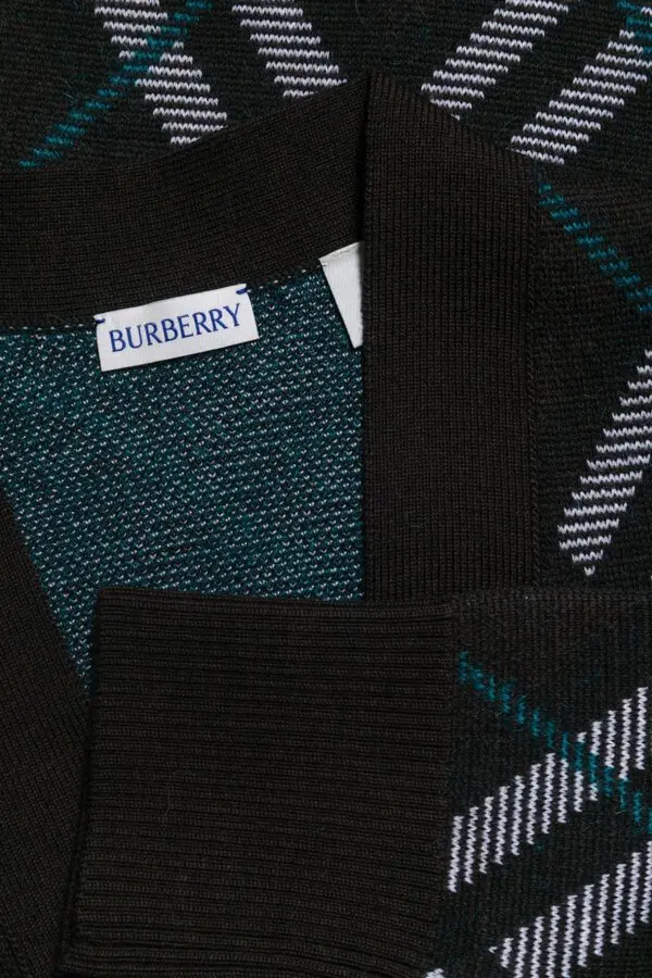 Burberry Checked V-neck Buttoned Cardigan