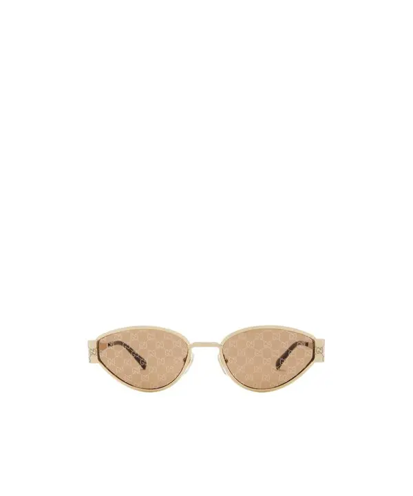 Gucci Logo-monogram Oval Sunglasses - Nude
