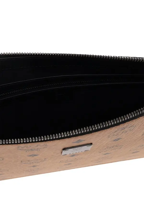Mcm Monogrammed Leather Wristlet