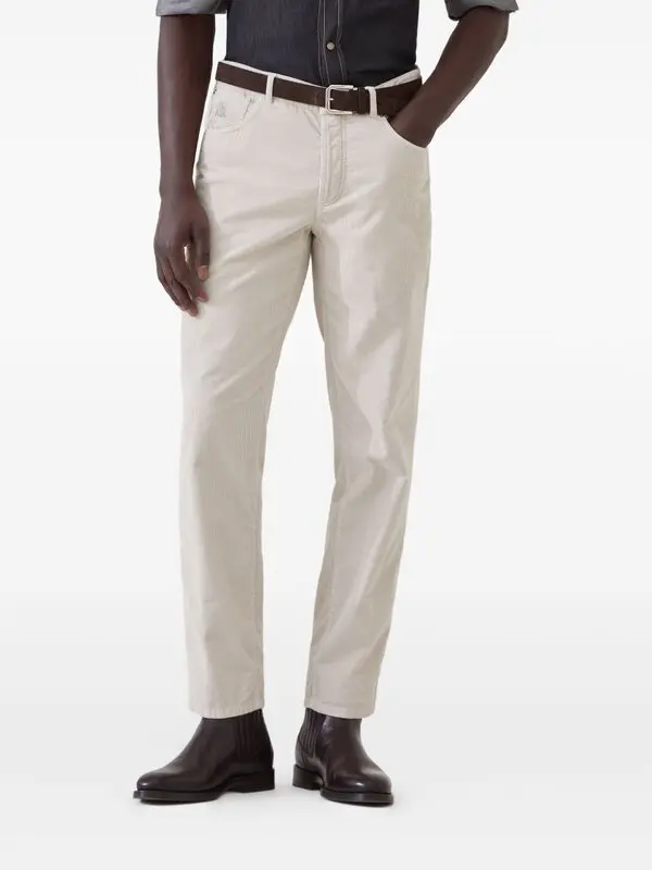 Brunello Cucinelli Logo Patch Straight-leg Trousers - White