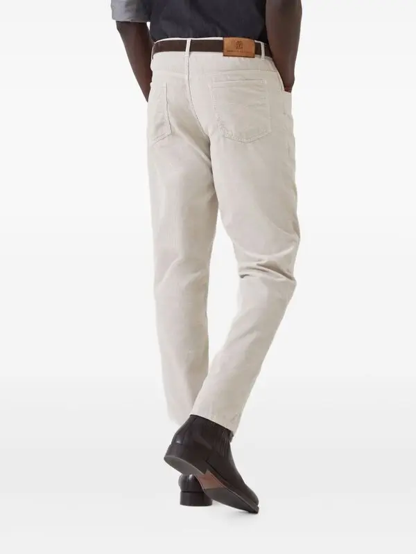 Brunello Cucinelli Logo Patch Straight-leg Trousers - White