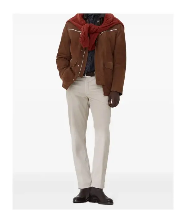 Brunello Cucinelli Logo Patch Straight-leg Trousers - White