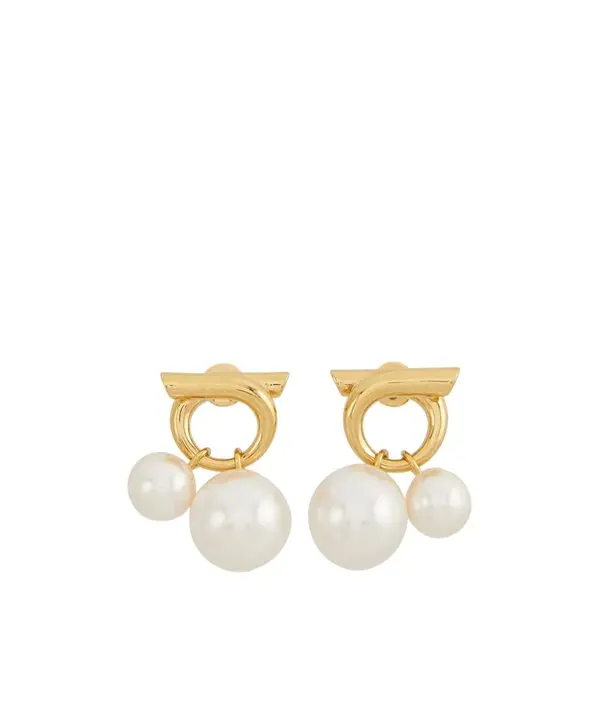 FERRAGAMO Pearl Drop Earrings - Oro/white