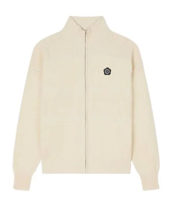 Kenzo Zip-up Logo Patch Cardigan - Nude