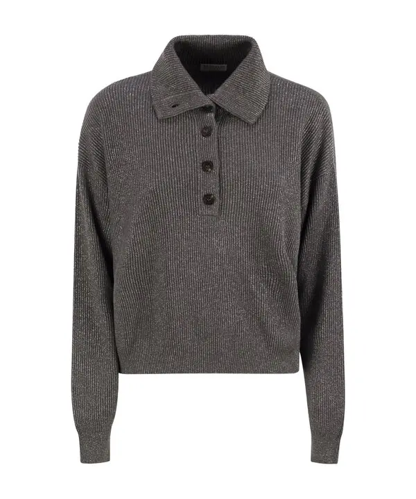 Brunello Cucinelli Metallic Ribbed Knit Jumper - No