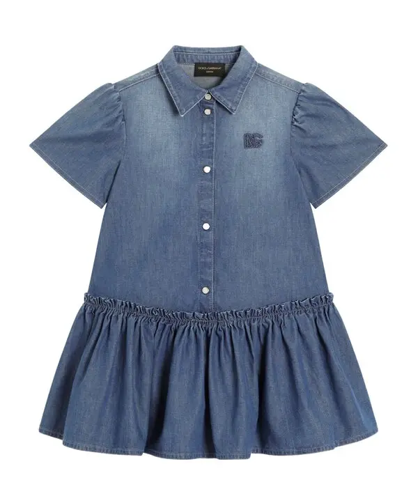 Dolce & Gabbana Ruffled Denim Shirt Dress
