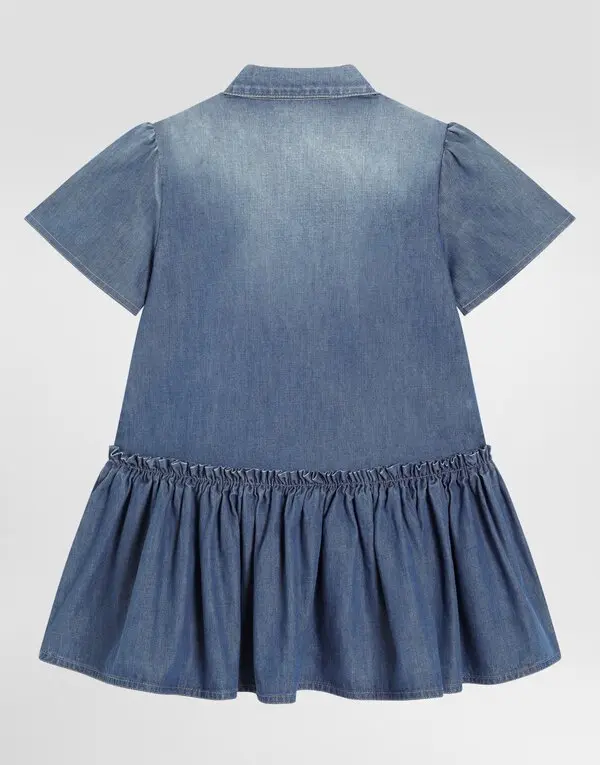 Dolce & Gabbana Ruffled Denim Shirt Dress