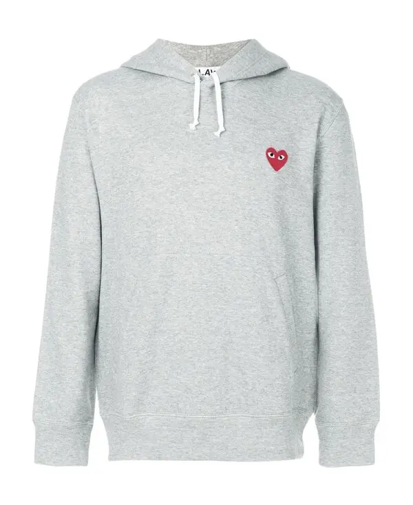 Play Comme Des Garcon Comme Des Garçons Play Hoodie With Embroidered Heart Logo - Gray