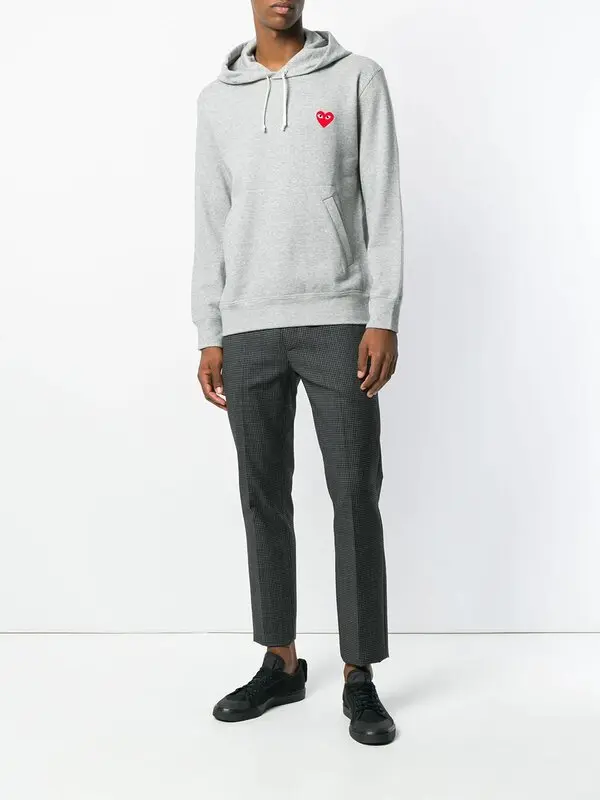Play Comme Des Garcon Comme Des Garçons Play Hoodie With Embroidered Heart Logo - Gray