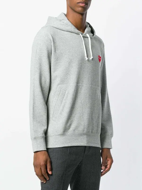 Play Comme Des Garcon Comme Des Garçons Play Hoodie With Embroidered Heart Logo - Gray