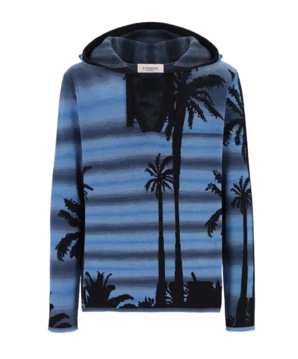 LANEUS Tropical Palm Trees Jacquard Hoodie