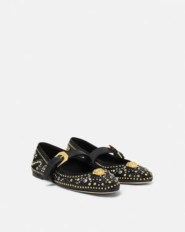 Versace La Medusa Studded Ballerinas