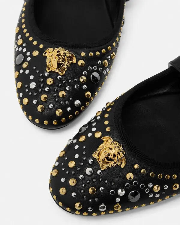 Versace La Medusa Studded Ballerinas