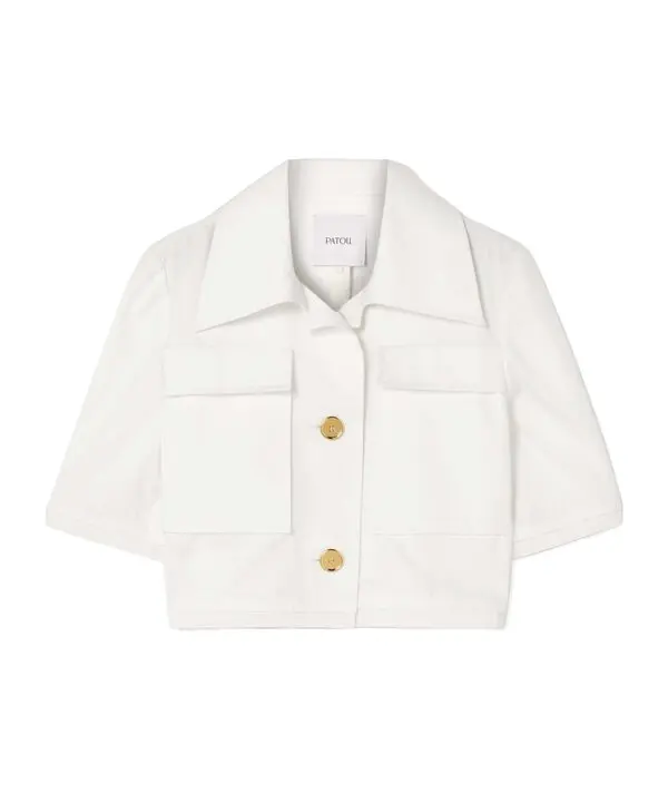 PATOU Cropped Jacket With Lapel Collar - White