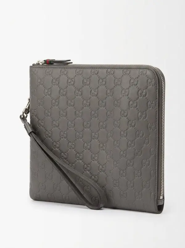Gucci Gg Emblem Pouch - Grey
