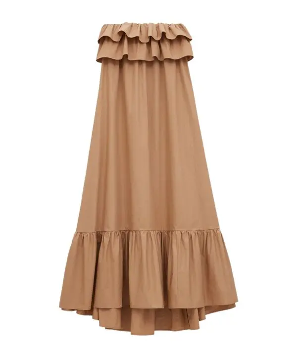 Saint Laurent Ruffled Strapless Maxi Dress - Beige