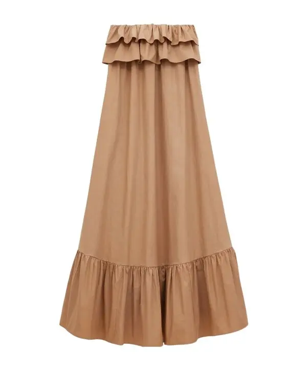 Saint Laurent Ruffled Strapless Maxi Dress - Beige