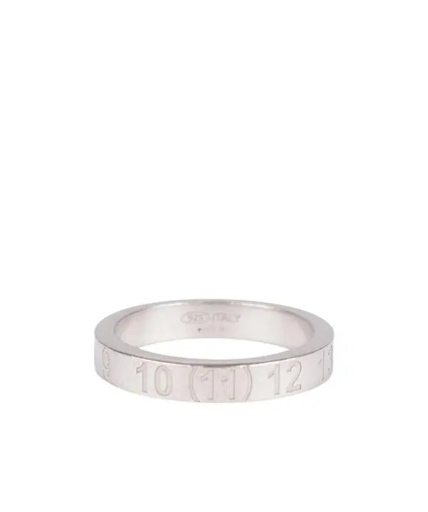 MAISON MARGIELA Silver Engraved Number Band Ring - White