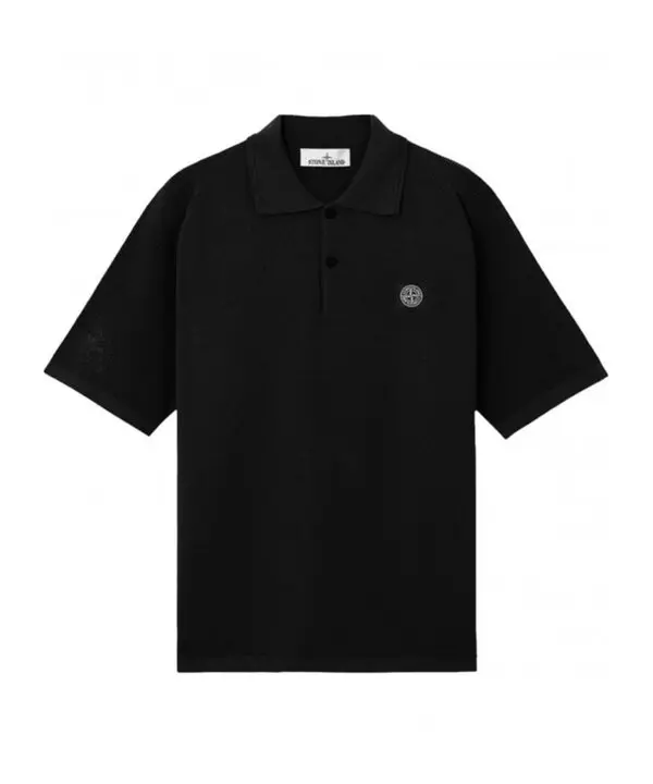 Stone Island Loose-fit Short-sleeve Polo Shirt - Black