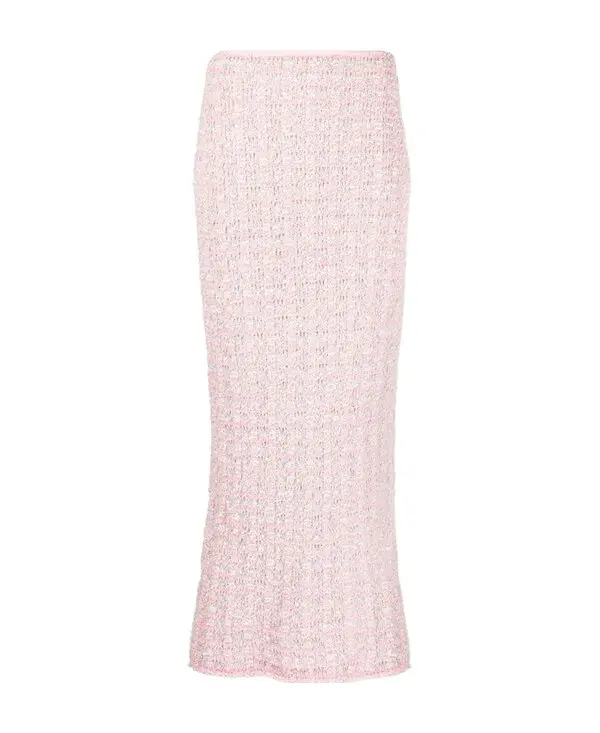 Balenciaga Tweed Button-up Pencil Skirt - Pink