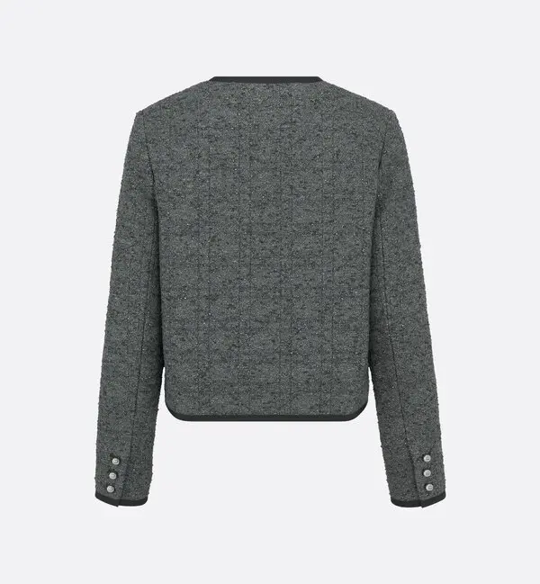 Dior Cropped Macrocannage Tweed Jacket - Black