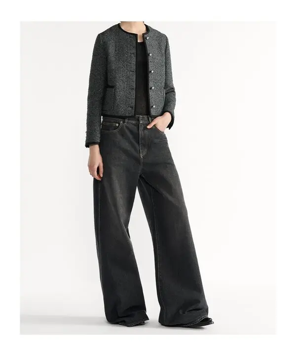 Dior Cropped Macrocannage Tweed Jacket - Black