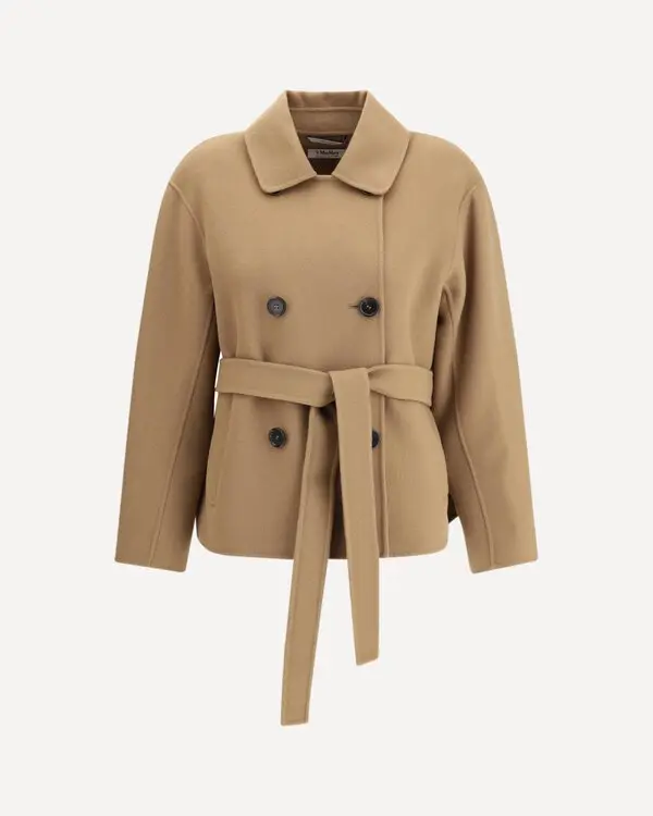 Max Mara Long Sleeved Double Breasted Short Coat - Hazelnut Brown