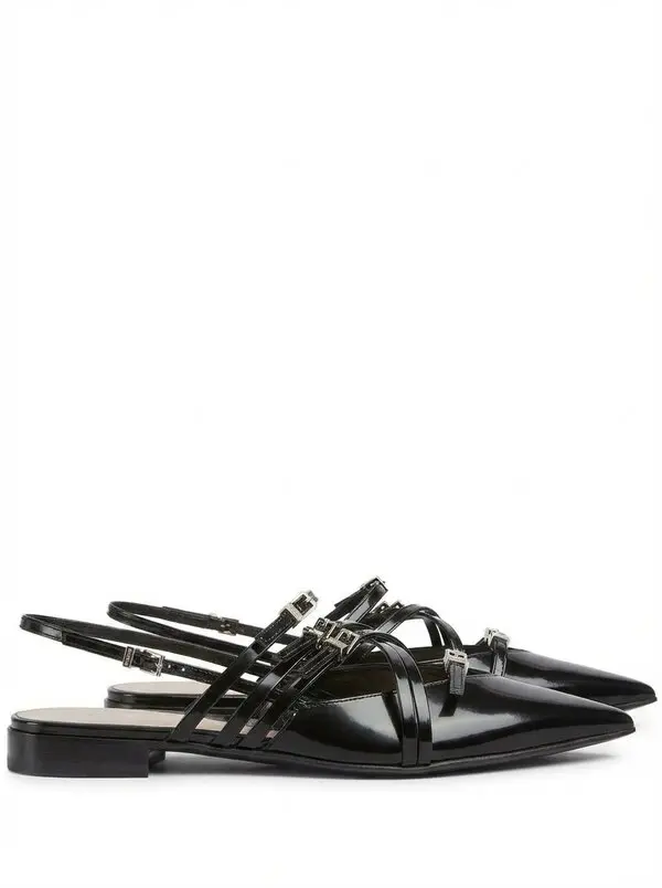 Gucci Strappy Ballet Flats With Buckle Detail - Black