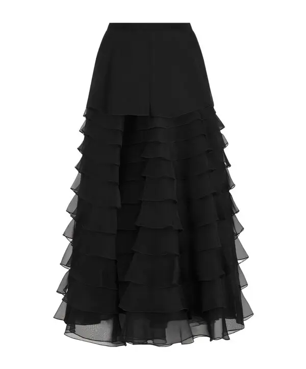 Dior Mid-length Ruffled Skirt - Black