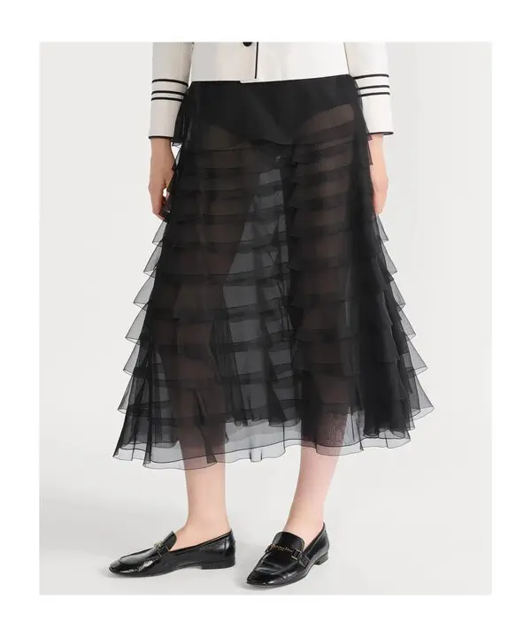 Dior Mid-length Ruffled Skirt - Black