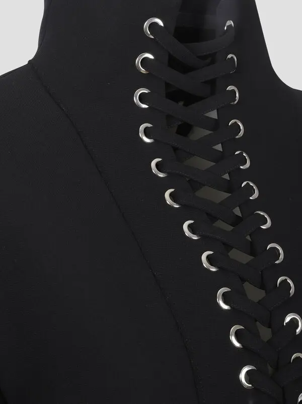 Khaite Lee Dress With High Collar And Eyelets