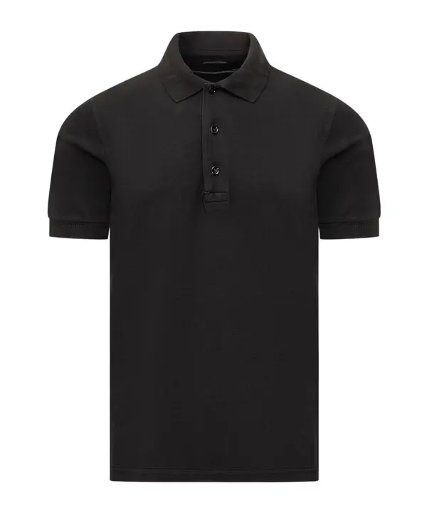 TOM FORD Logo Embroidered Short-sleeved Polo Shirt - Black