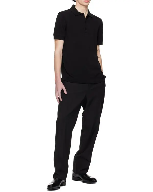 TOM FORD Logo Embroidered Short-sleeved Polo Shirt - Black