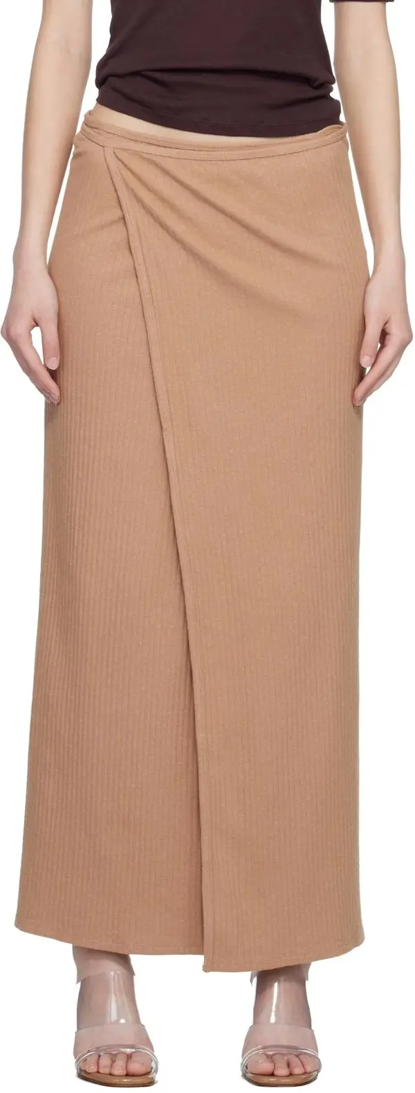 BASERANGE Ribbed Knit Maxi Skirt - Nude