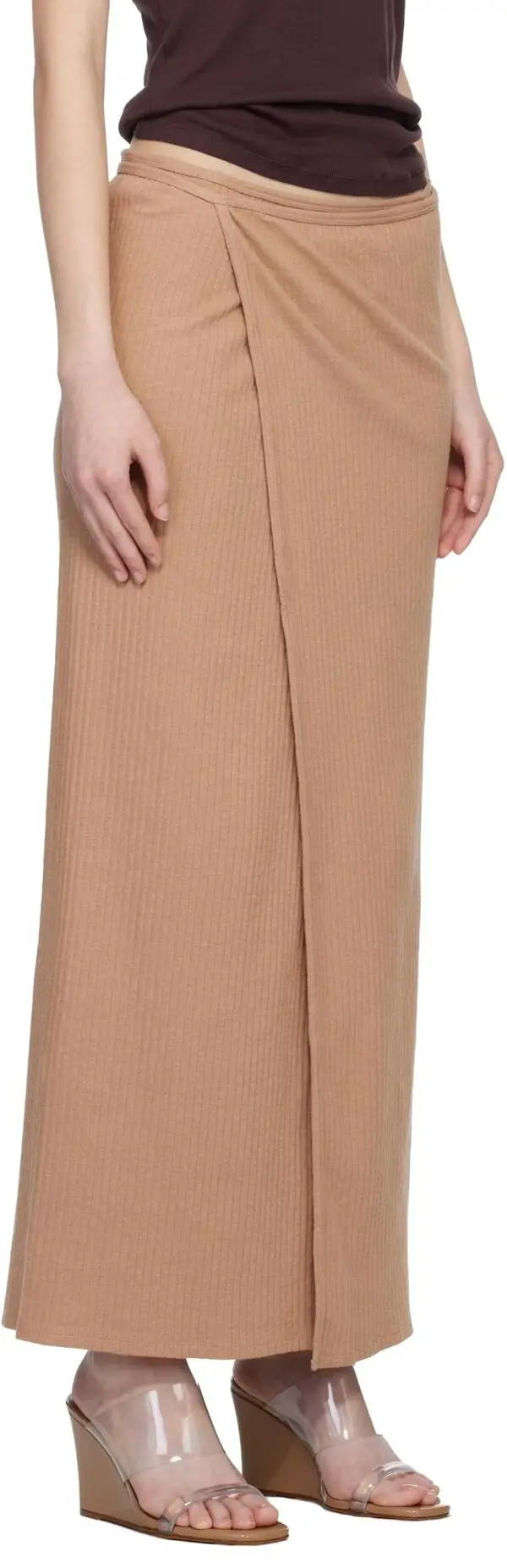 BASERANGE Ribbed Knit Maxi Skirt - Nude