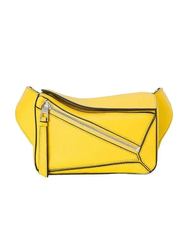 Loewe Mini Puzzle Bumbag In Classic Calfskin - Yellow