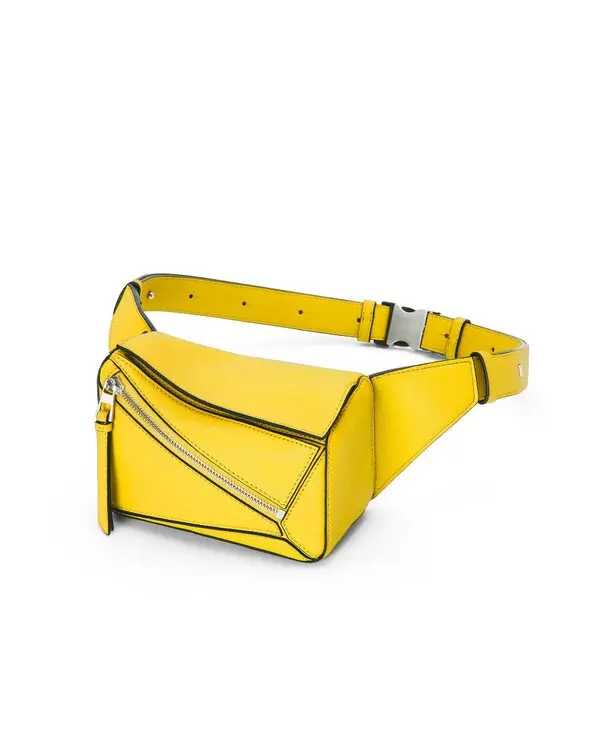 Loewe Mini Puzzle Bumbag In Classic Calfskin - Yellow
