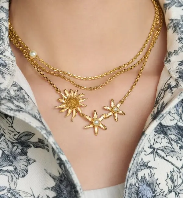 Dior Chardons Necklace With Gold Tone Metal And Resin Beads