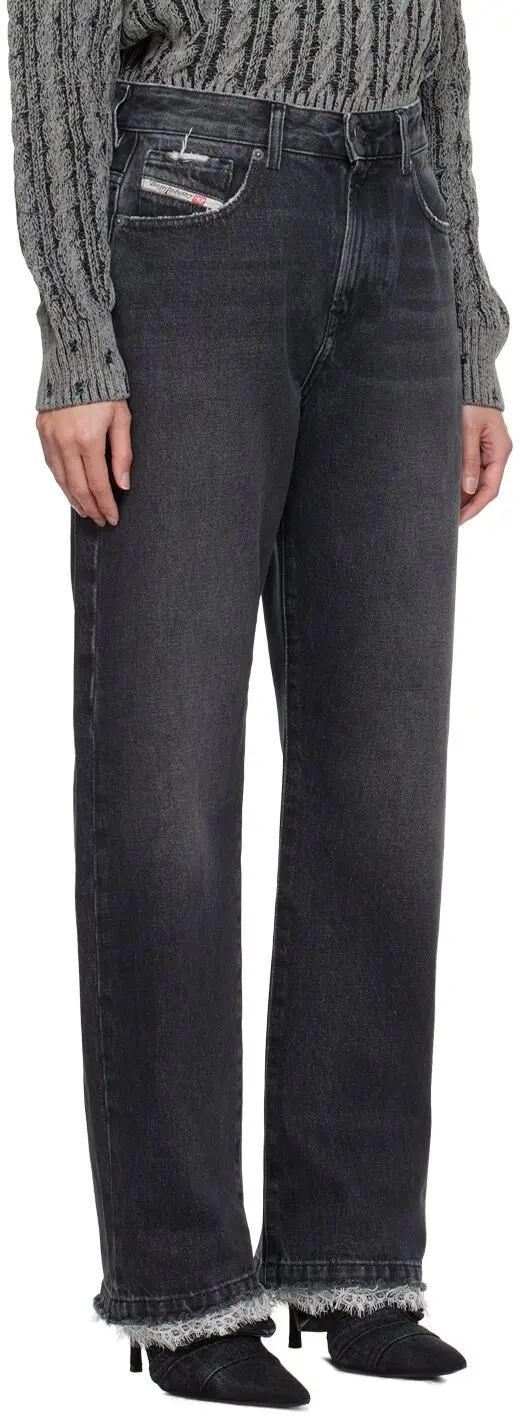 DIESEL® High Waist Lace-trimmed Wide Leg Jeans