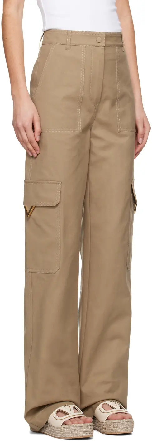 Valentino Garavani High Waist Wide Leg Trousers - Nude