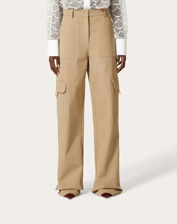Valentino Garavani High Waist Wide Leg Trousers - Nude