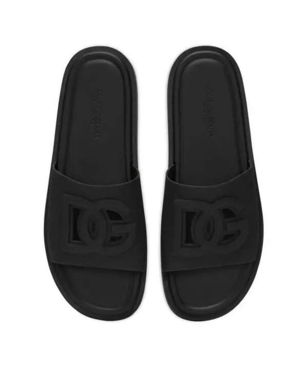 Dolce & Gabbana Embossed Logo Slides - Black