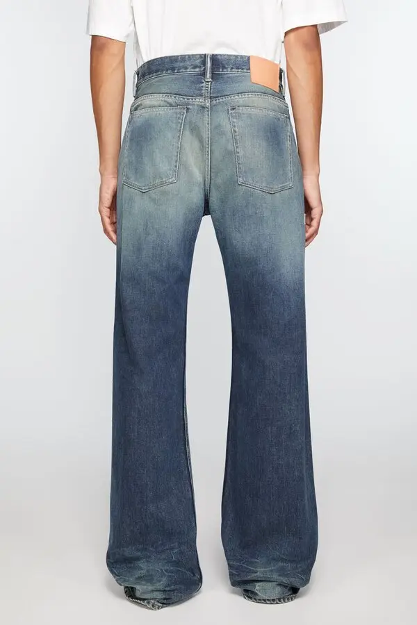 Acne Studios Logo Patch Straight Leg Jeans - Medium Blue