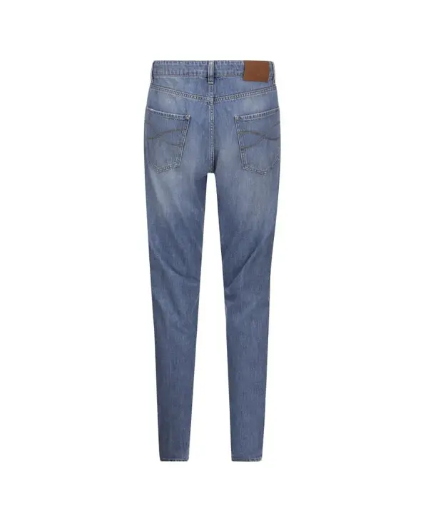 Brunello Cucinelli Stone Washed Straight Leg Jeans - Blue