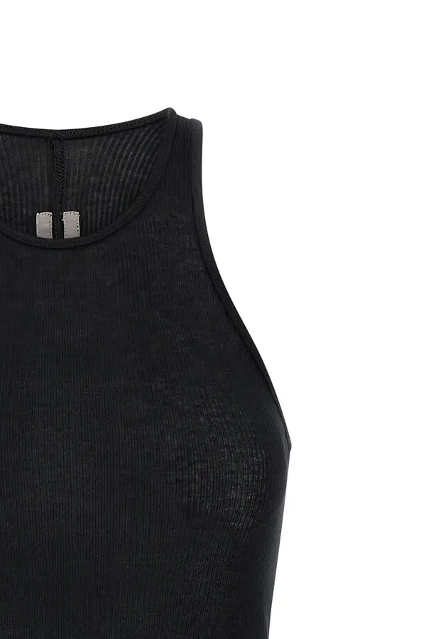 Rick Owens Sleeveless Ribbed Tank Top With Asymmetrical Hem - Black