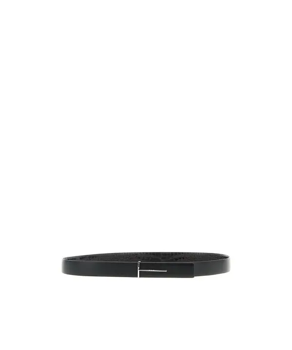 TOM FORD Reversible Python-print Leather Belt With Slim T Buckle - Black