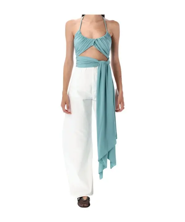 Alaïa Draped Cutout Halter Top - White