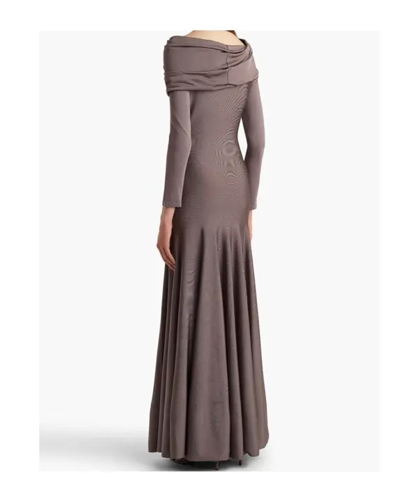 Khaite Genesis Off-the-shoulder Maxi Dress - Titanium