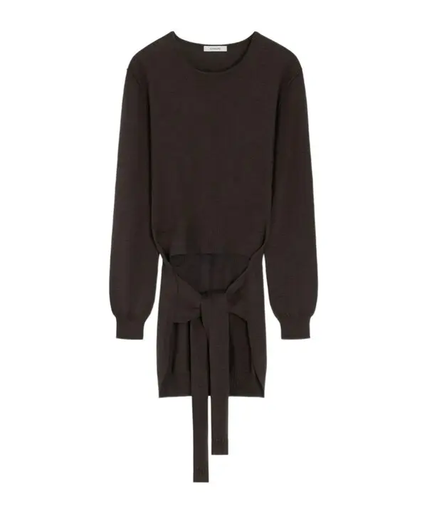LEMAIRE Asymmetrical Belted Knit Top - Black
